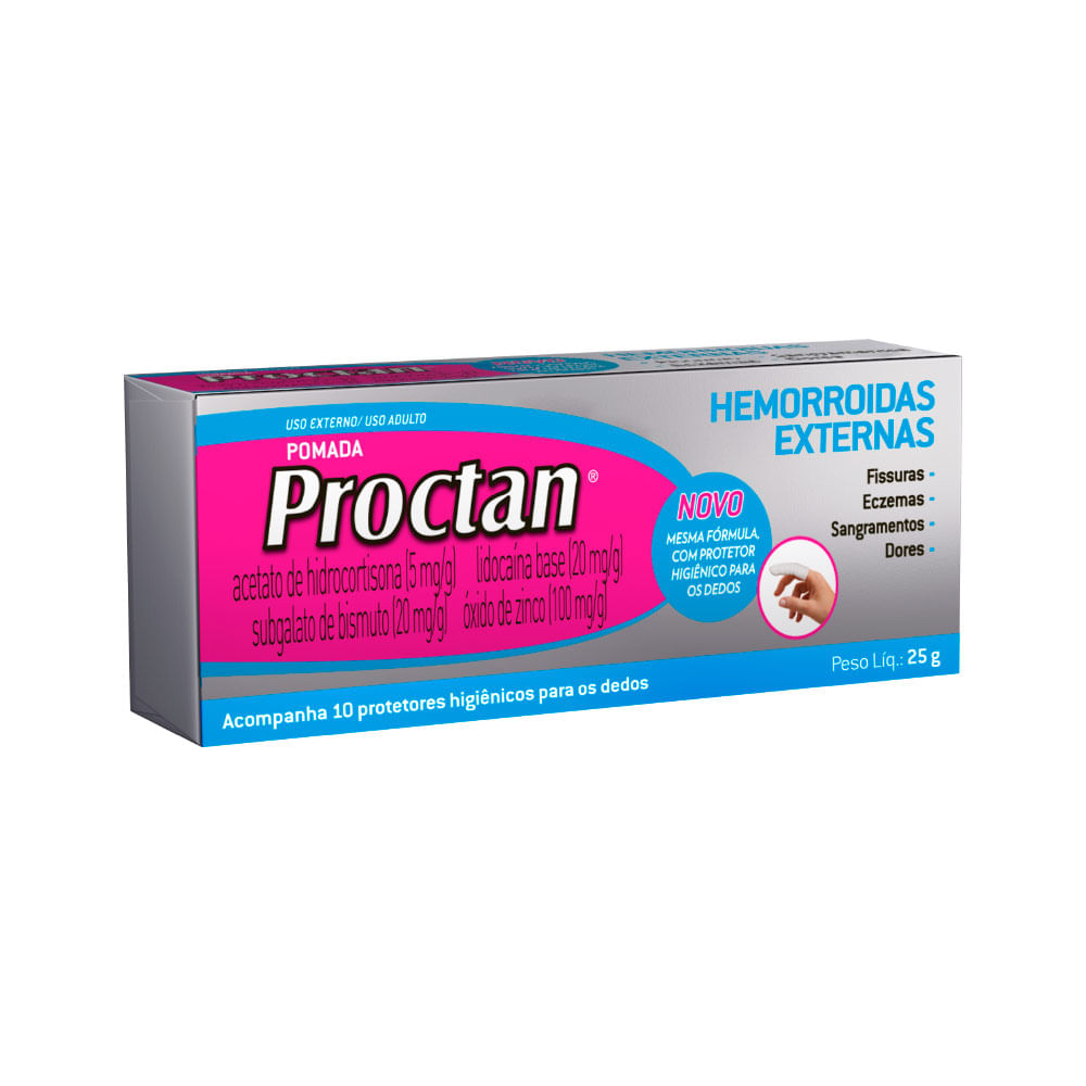 POMADA PARA HEMORROIDA EXTERNA PROCTAN 25G COM 10 PROTETORES HIGIENICOS ...