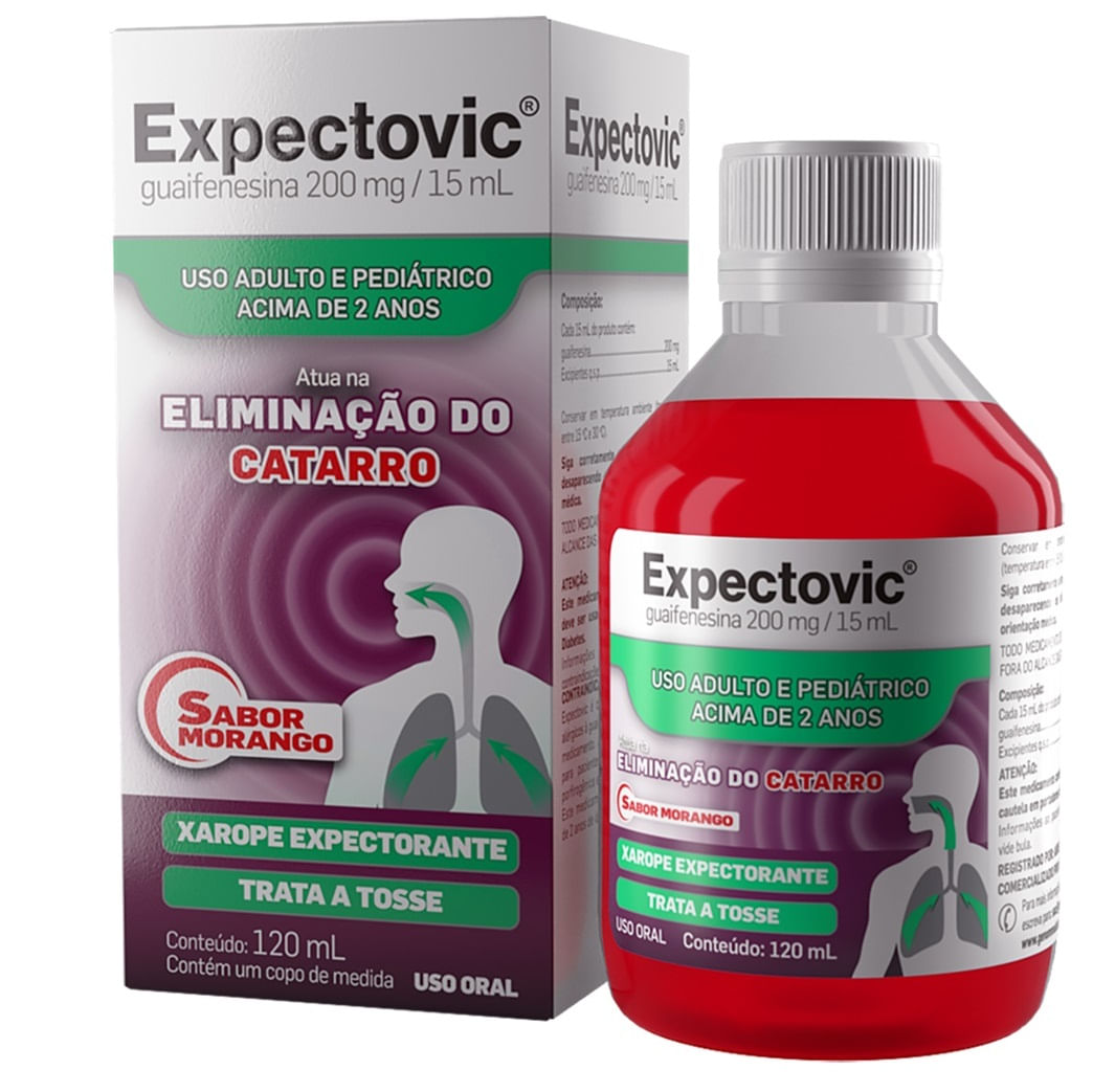 XAROPE EXPECTORANTE PEDIATRICO SABOR MORANGO EXPECTOVIC 120ML ...