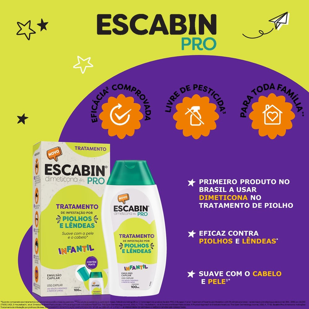 ESCABIN PRO 100ML EMULSAO 4% INFANTIL - Drogaria Catarinense