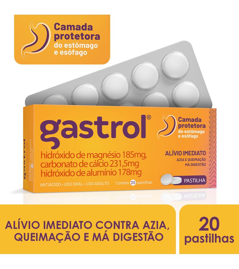 Gastrol Antiacido Caixa 20 Pastilhas Mastigaveis - Drogaria Catarinense