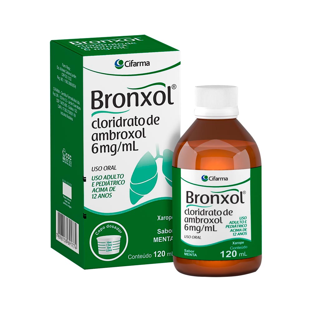 BRONXOL CLORIDRATO DE AMBROXOL 6MG/ML 120ML XAROPE ADULTO SABOR MENTA CIFARMA - Drogaria Catarinense