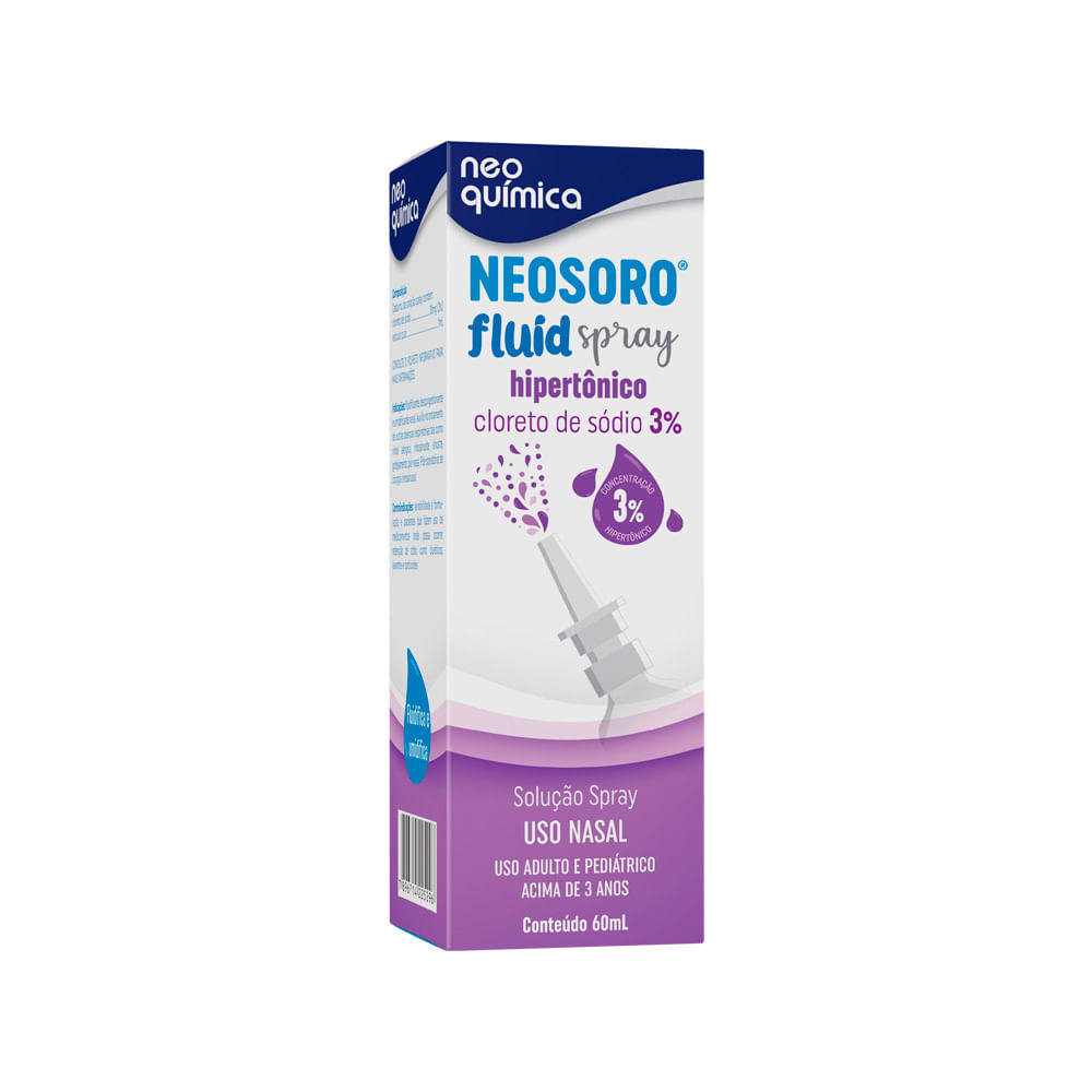 NEOSORO FLUID SPRAY HIPERTONICO 60ML SPRAY NASAL 3% - Drogaria Catarinense