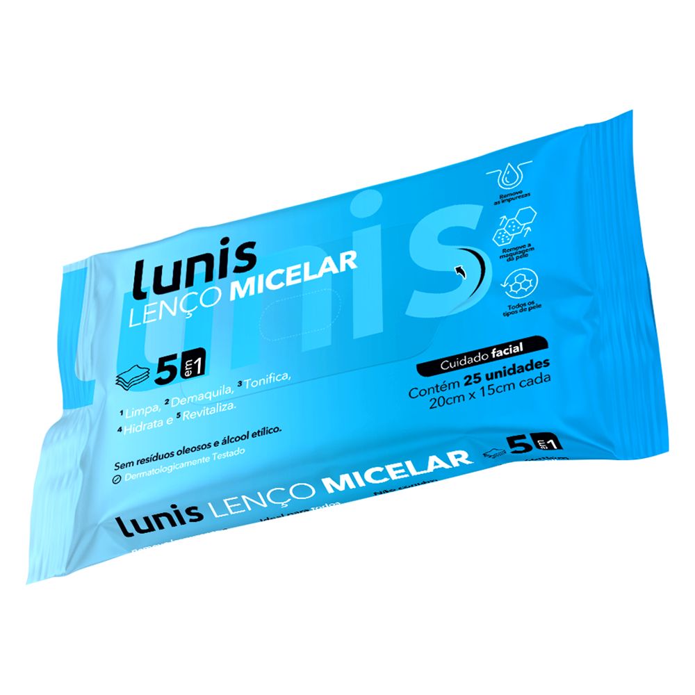 LENCO MICELAR LUNIS 5 EM 1 COM 25 UNIDADES - Drogaria Catarinense