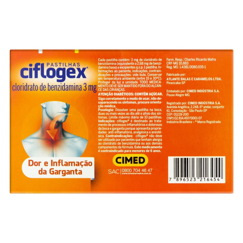 CIFLOGEX COM 12 PASTILHAS SABOR LARANJA - Drogaria Catarinense