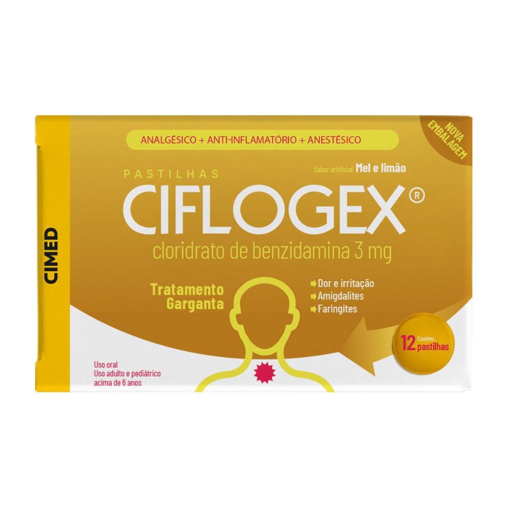 CIFLOGEX COM 12 PASTILHAS SABOR MEL E LIMÃO - Drogaria Catarinense