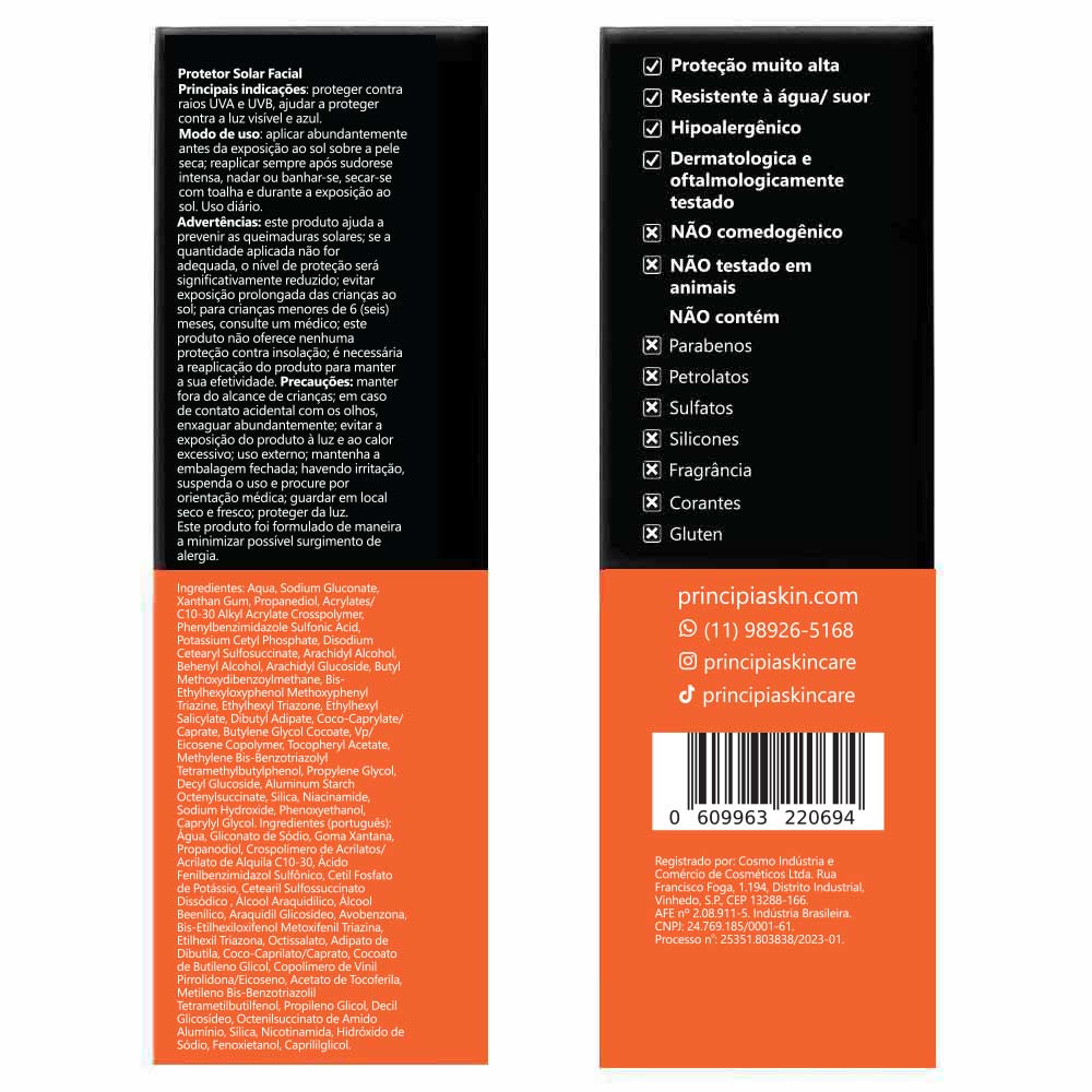 PROTETOR SOLAR FACIAL PRINCIPIA PS-01 FPS60 40ML - Drogaria Catarinense