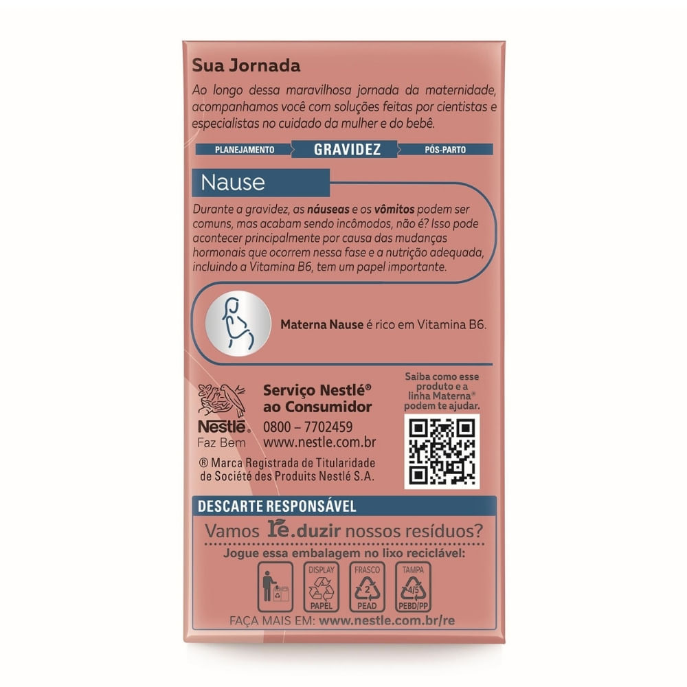 SUPLEMENTO ALIMENTAR MATERNA NAUSE COM 60 CAPSULAS NESTLE - Drogaria ...