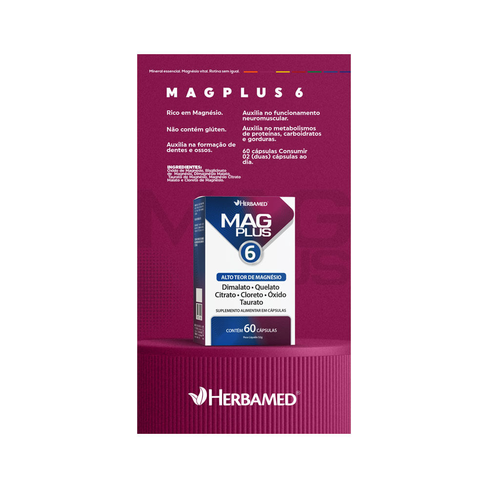 SUPLEMENTO ALIMENTAR MAGPLUS 6 COM 60 CAPSULAS HERBAMED - Drogaria ...