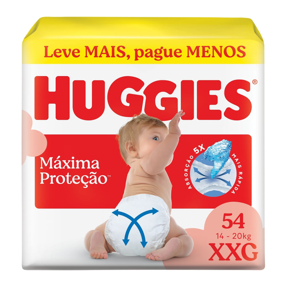 FRALDA HUGGIES XXG MÁXIMA PROTEÇÃO 54 UNIDADES - Drogaria Catarinense